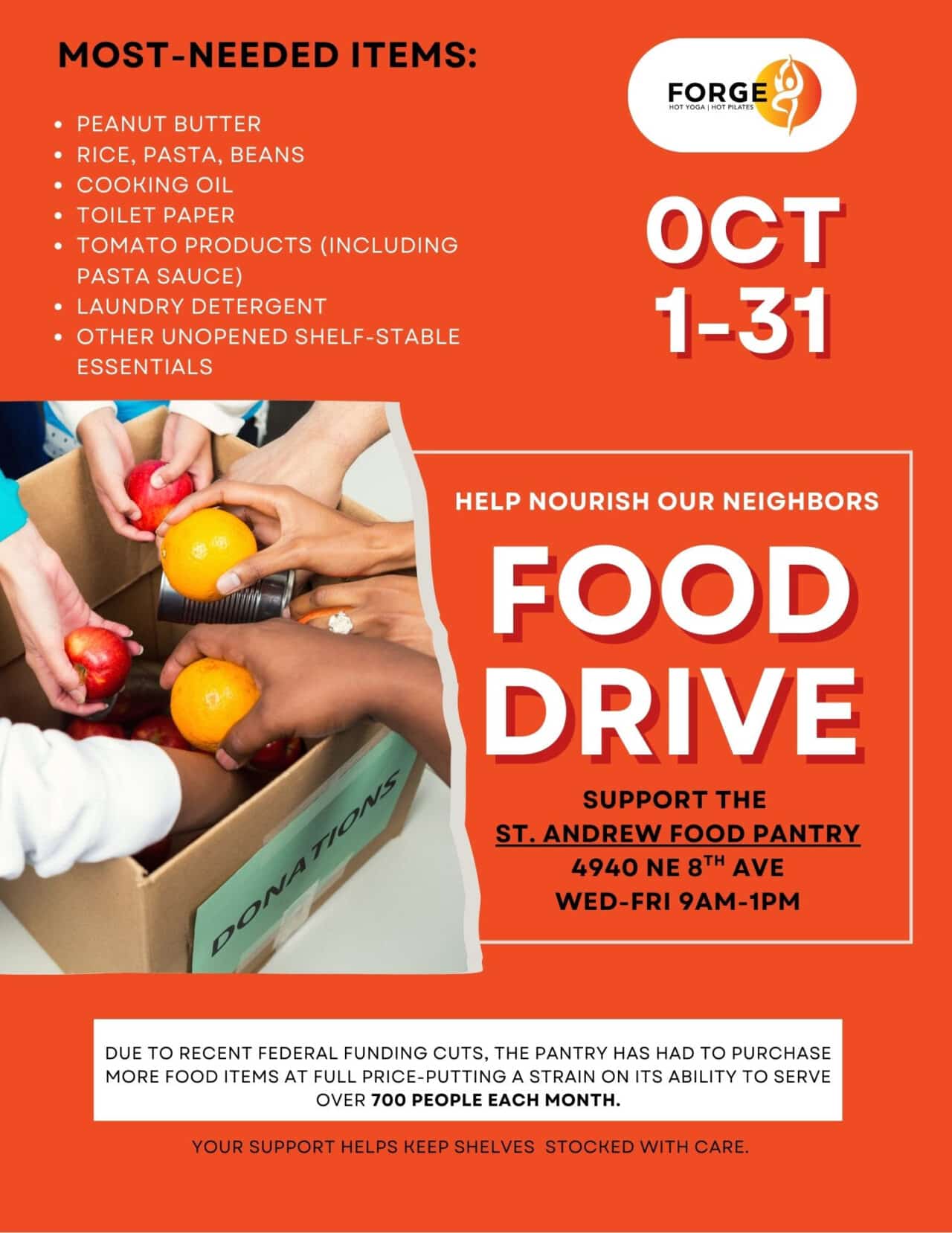2025 Food Drive | Forge Hot Yoga in Portland